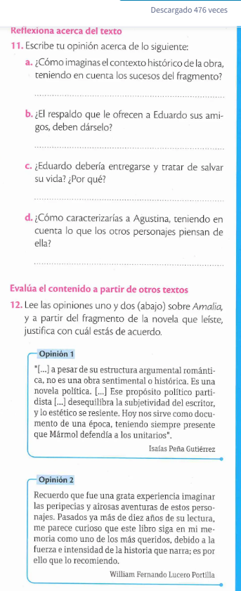 11. Escribe tu opinión acerca de lo | StudyX
