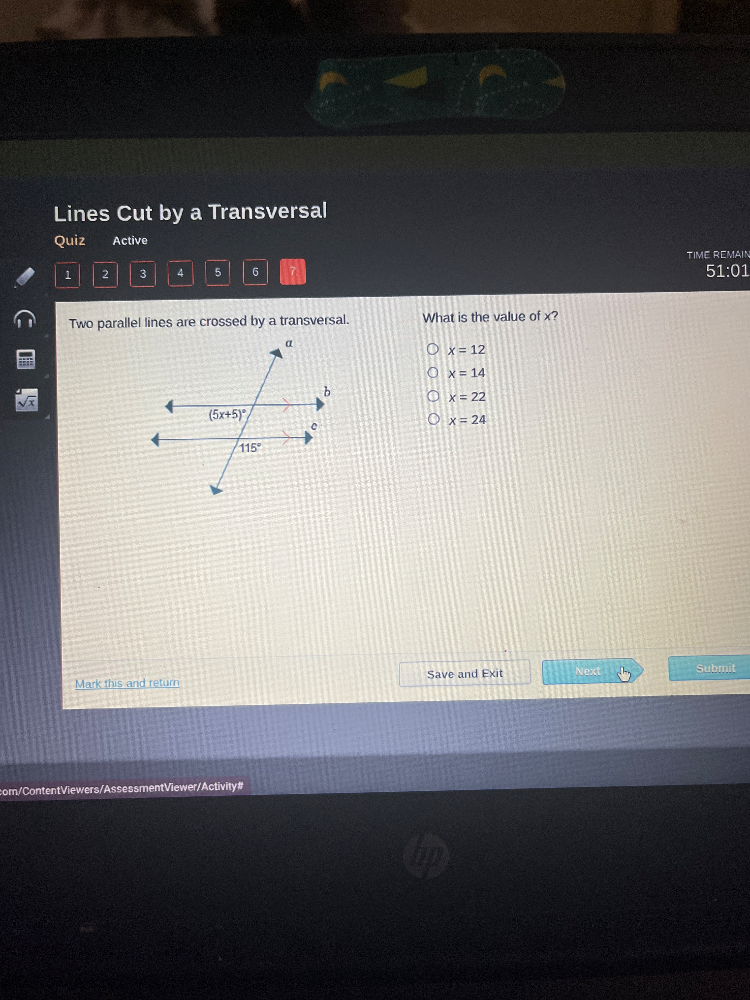 Two parallel lines are crossed by a