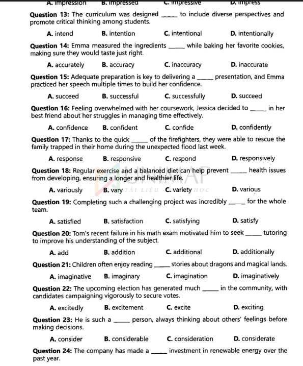 Question 13: The curriculum was designed to | StudyX