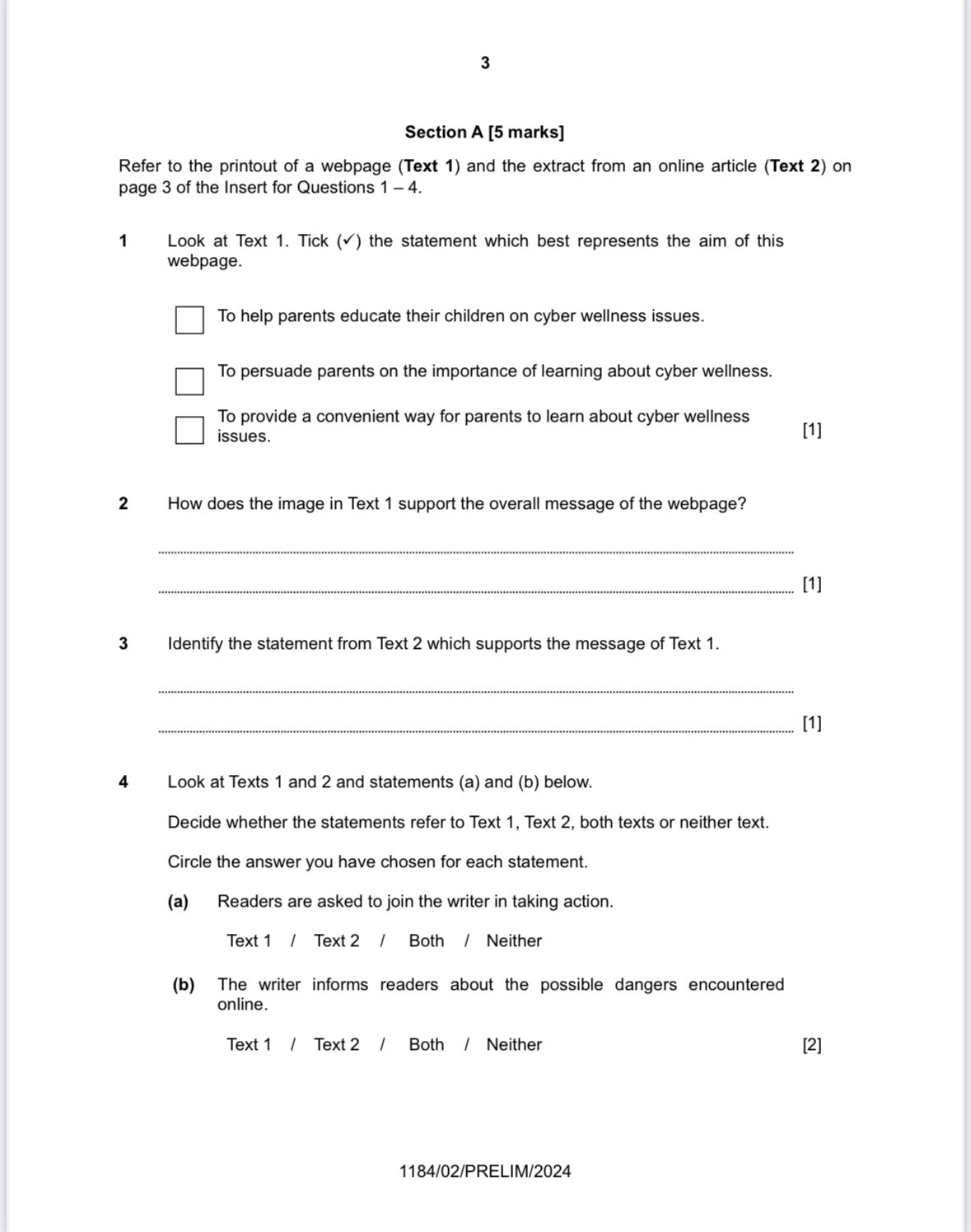 1. Look at Text 1. Tick ( ) the statement | StudyX