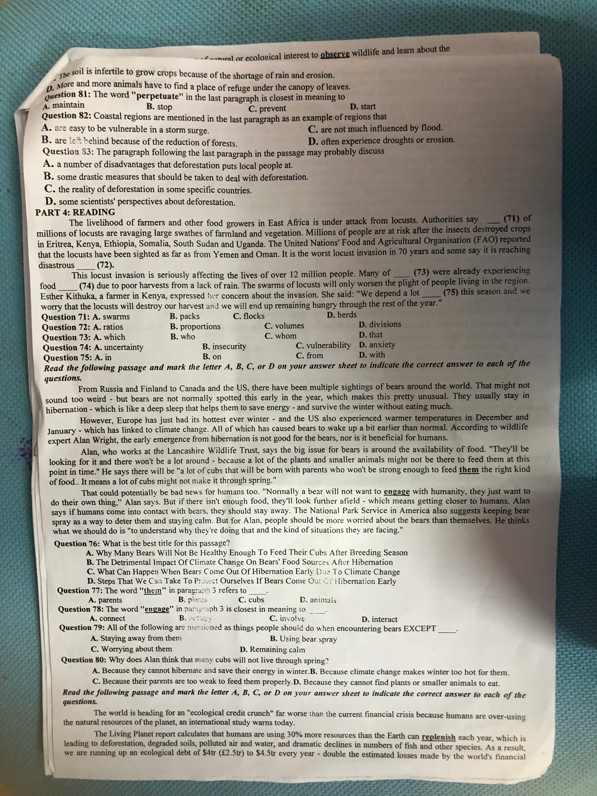 Question 81: The word "perpetuate" in the | StudyX