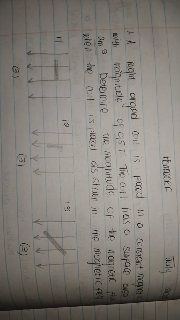 A right angled coil is placed in a constant