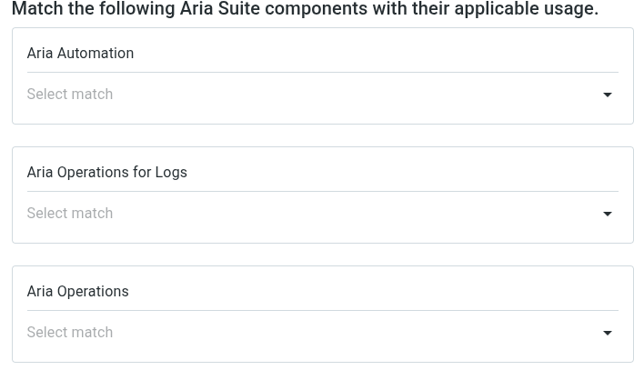 Match the following Aria Suite components | StudyX