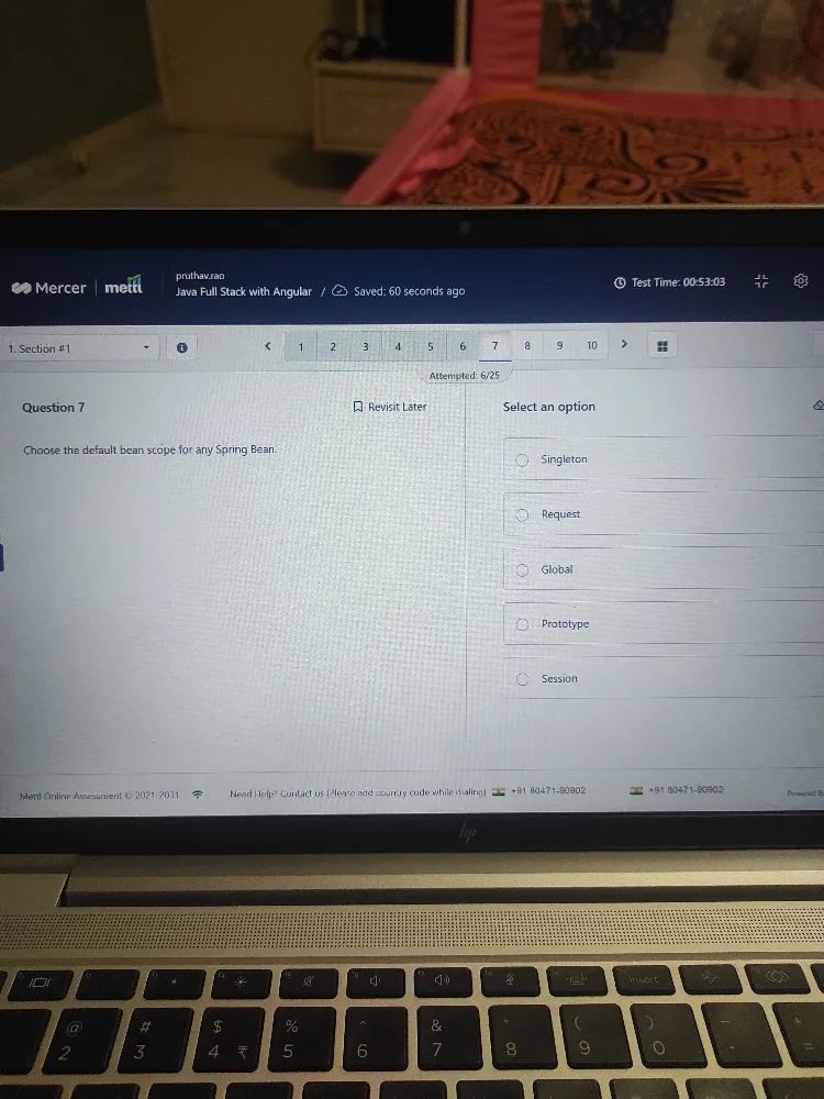 Choose the default bean scope for any Spring | StudyX
