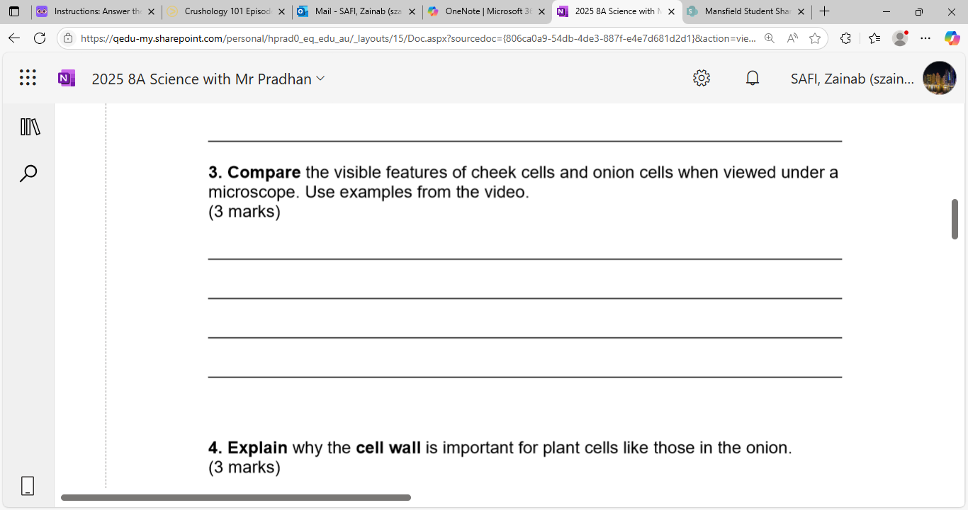 3. Compare the visible features of cheek | StudyX