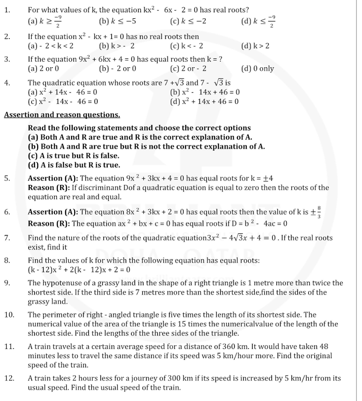 1. For what values of k, the equation $kx^2 | StudyX