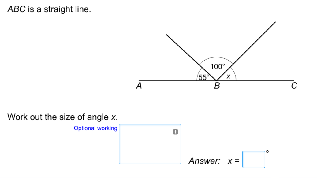 ABC is a straight line. Work out the size | StudyX