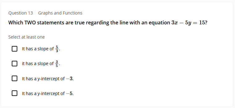 Question 13 Graphs and Functions Which TWO | StudyX