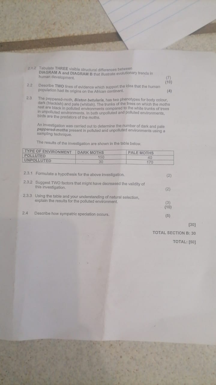 2.1.2 Tabulate THREE visible structural | StudyX