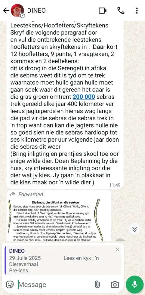 Leestekens/Hoofletters/Skryftekens Skryf die | StudyX