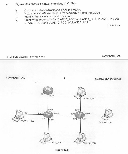 c) Figure Q4c shows a network topology of | StudyX