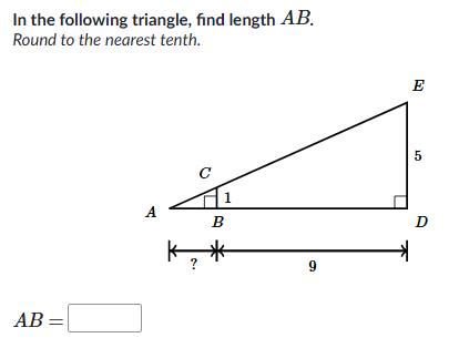 In the following triangle, find length AB. | StudyX