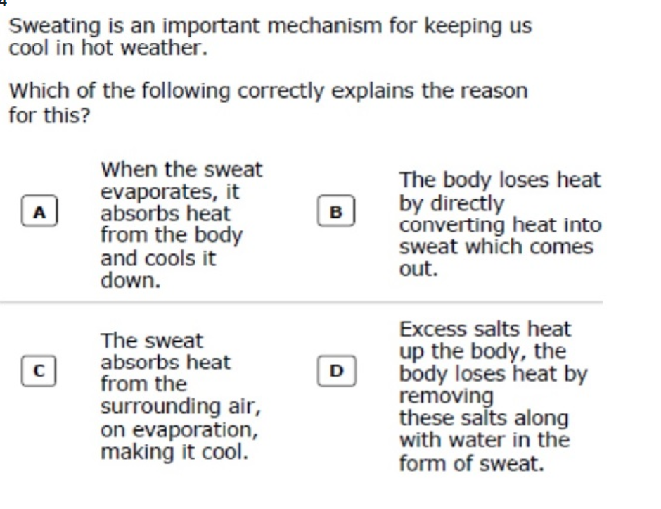Sweating is an important mechanism for | StudyX