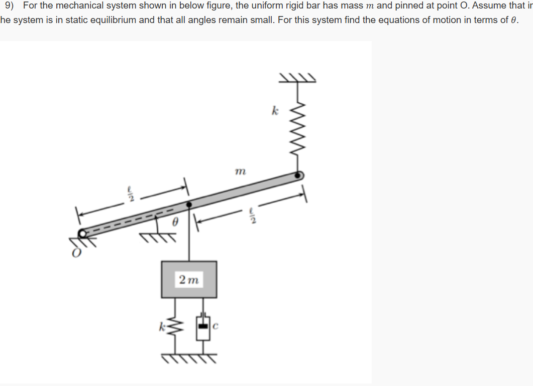 9) For the mechanical system shown in below | StudyX