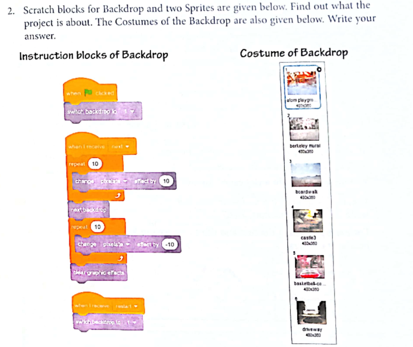 2. Scratch blocks for Backdrop and two | StudyX