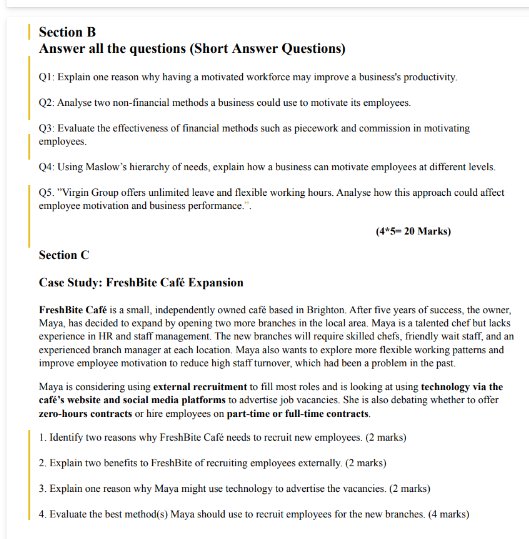 Section B Answer all the questions (Short | StudyX