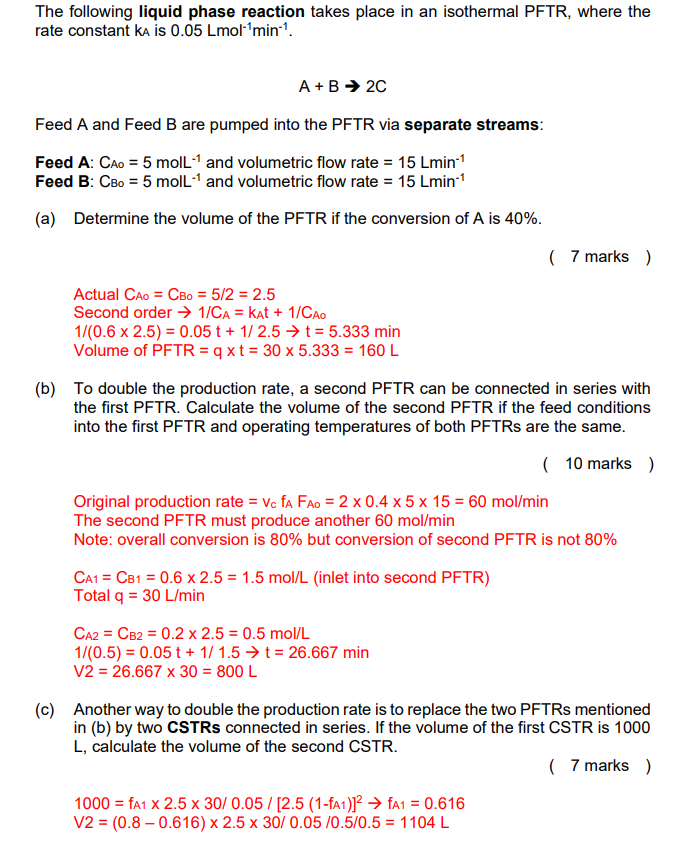 The following liquid phase reaction takes | StudyX