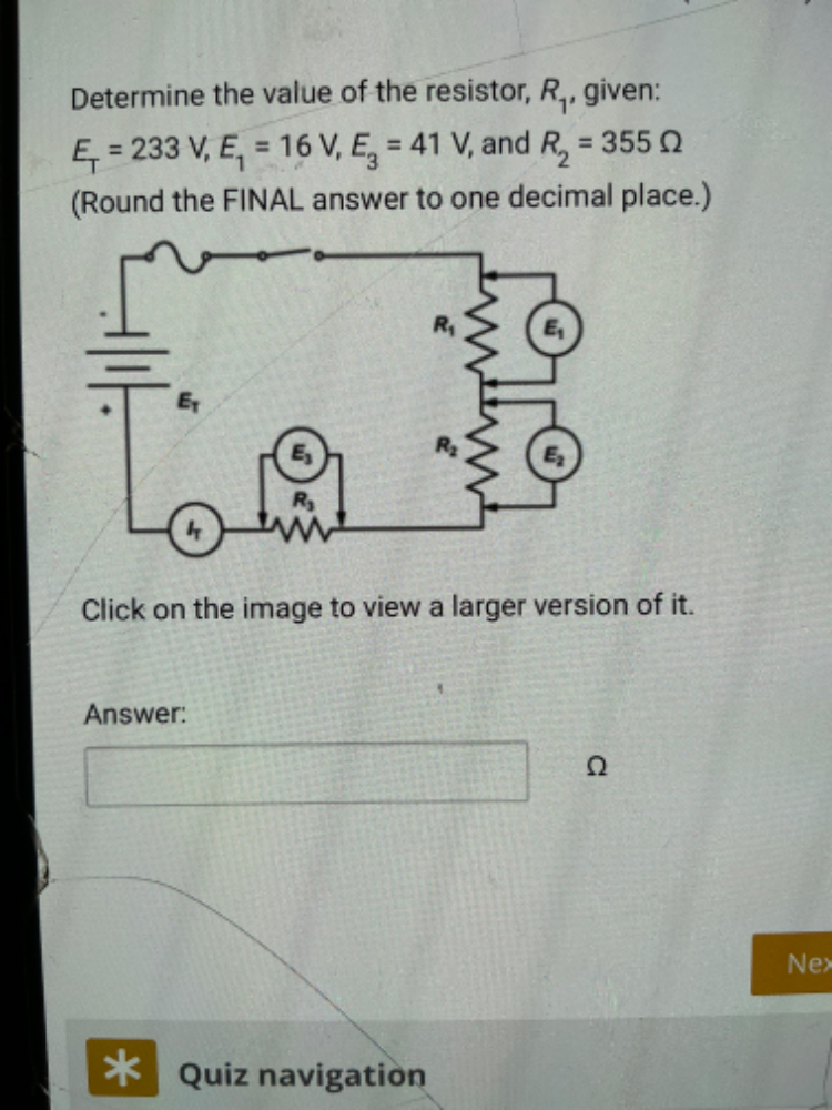 Determine the value of the resistor, $R_1$, | StudyX