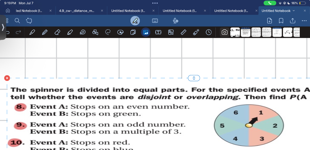 The spinner is divided into equal parts. For | StudyX