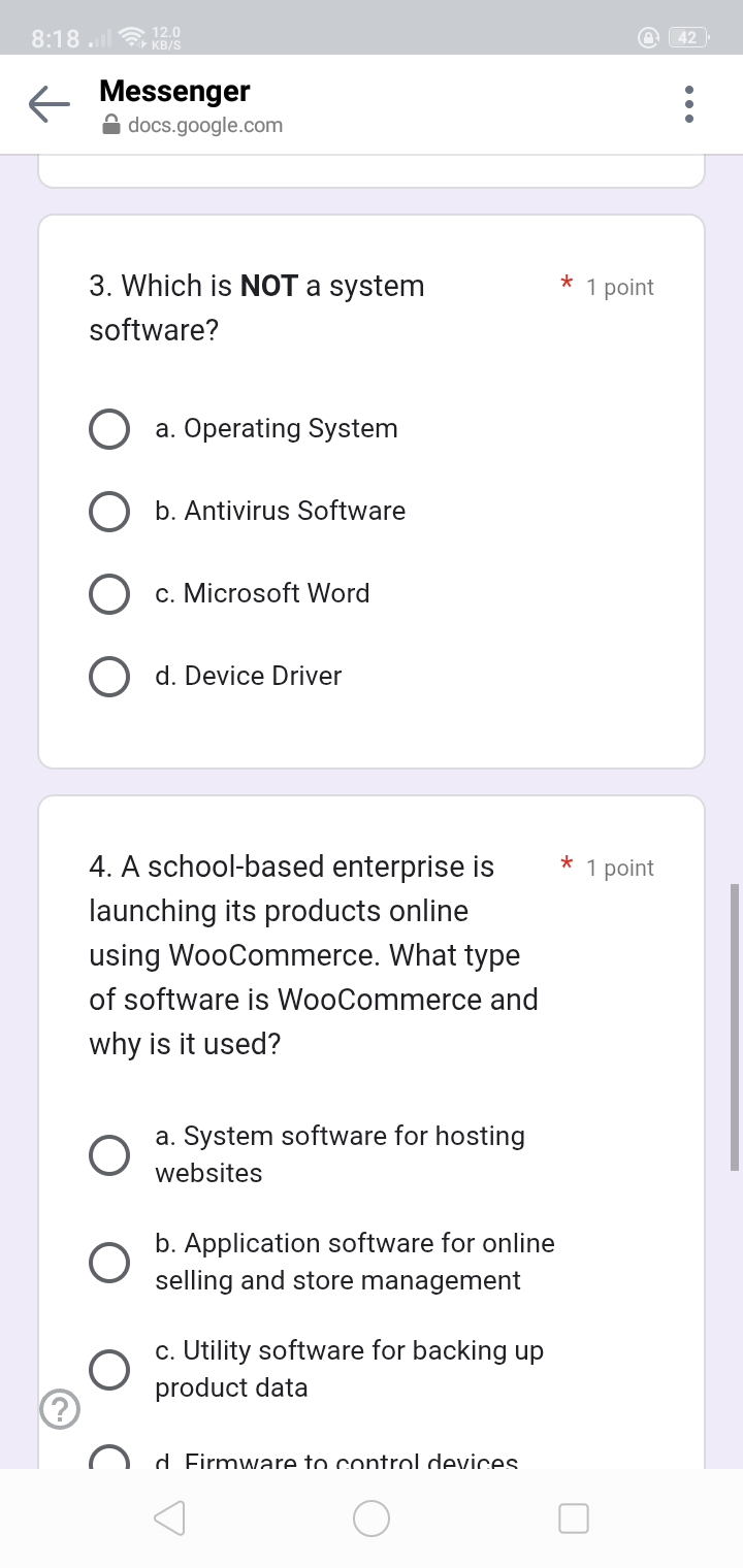 Which is NOT a system software? a. Operating | StudyX