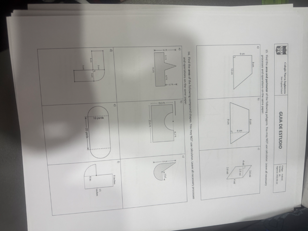 13. Find the area and perimeter of the | StudyX