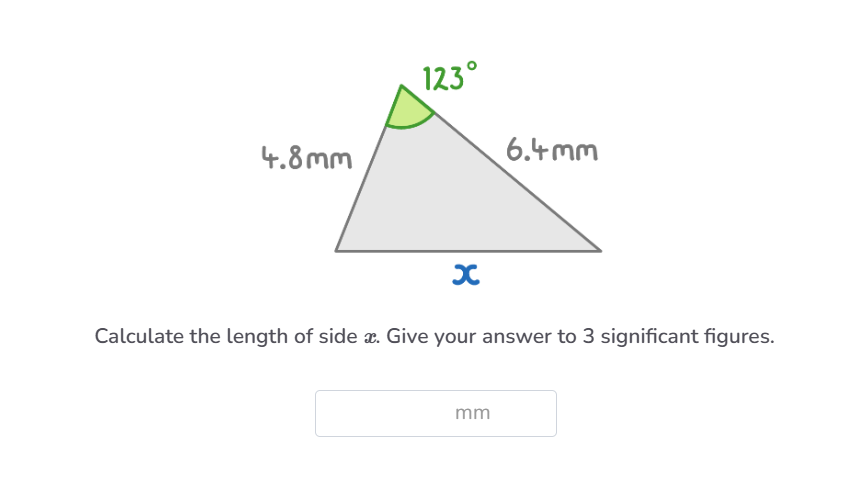 Calculate the length of side $x$. Give your | StudyX