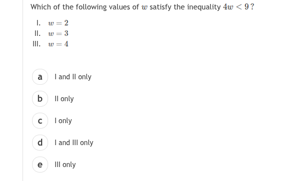 Which of the following values of $w$ satisfy | StudyX