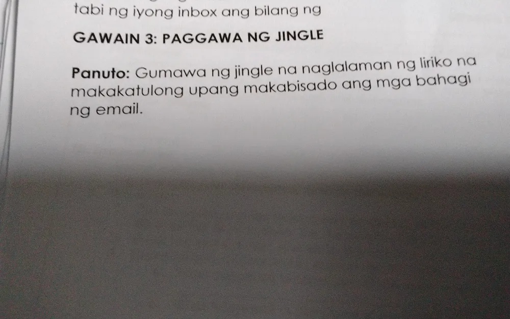 GAWAIN 3: PAGGAWA NG JINGLE Panuto: Gumawa | StudyX
