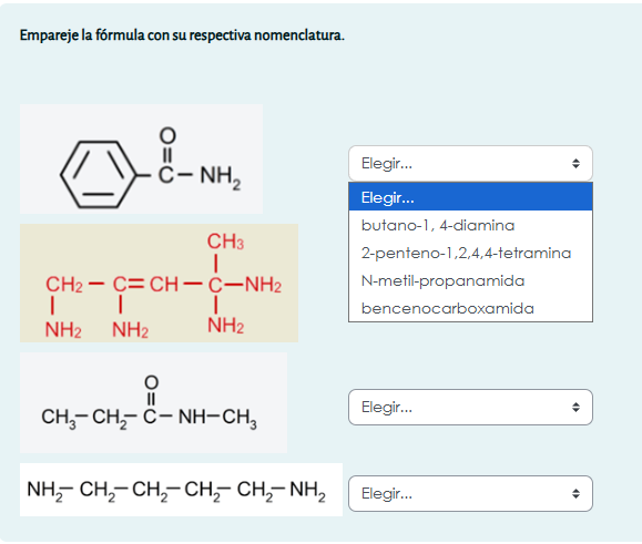 Empareje la fórmula con su respectiva | StudyX