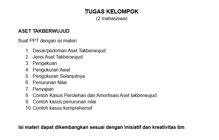 ASET TAKBERWUJUD Buat PPT dengan isi materi: | StudyX