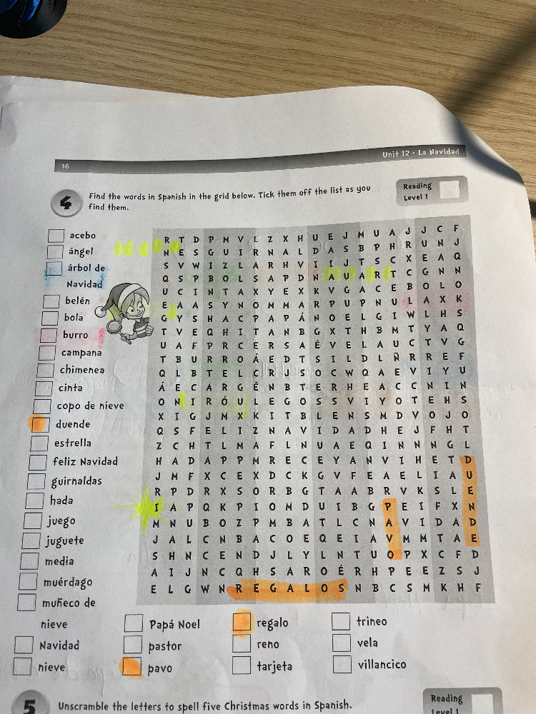 Find the words in Spanish in the grid below. | StudyX