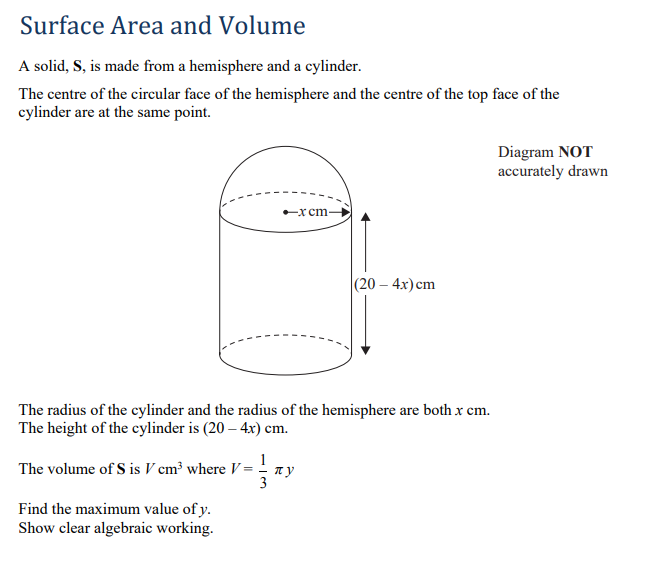 A solid, S, is made from a hemisphere and a | StudyX