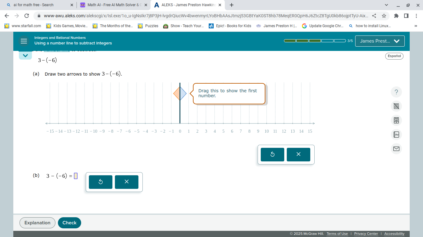 Using a number line to subtract integers | StudyX