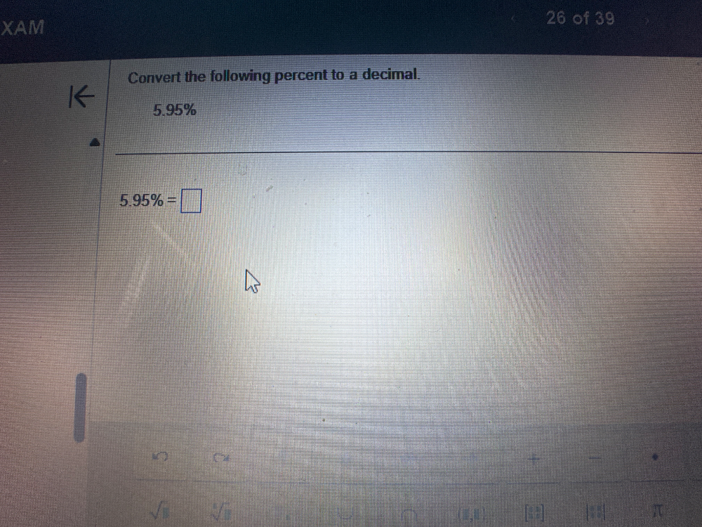Convert the following percent to a decimal. | StudyX