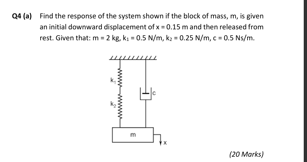 Q4 (a) Find the response of the system shown | StudyX
