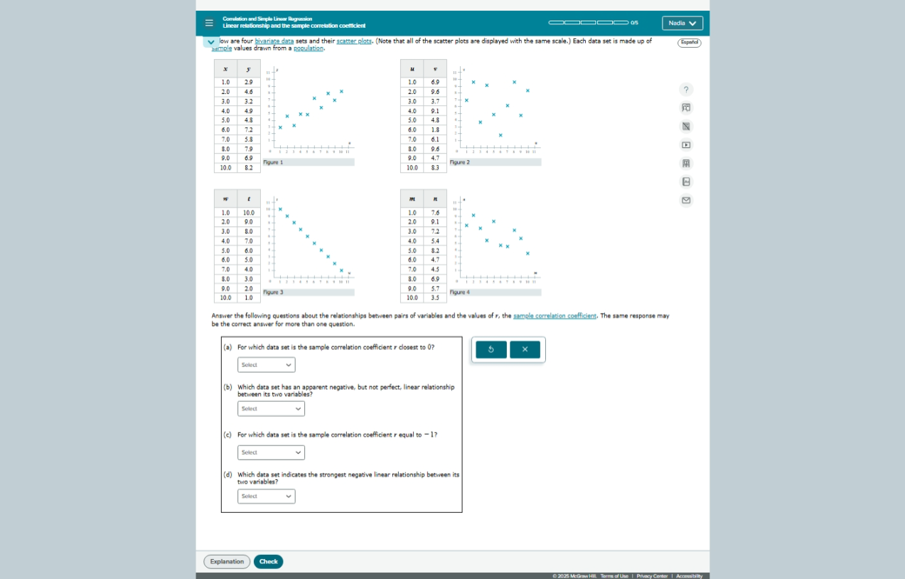 Here are four bivariate data sets and their | StudyX