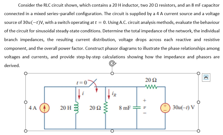 Consider the RLC circuit shown, which | StudyX