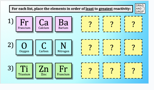 For each list, place the elements in order | StudyX