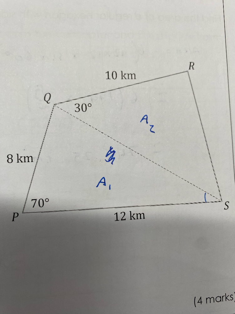 The diagram shows a quadrilateral $PQRS$ | StudyX