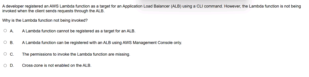 A developer registered an AWS Lambda | StudyX