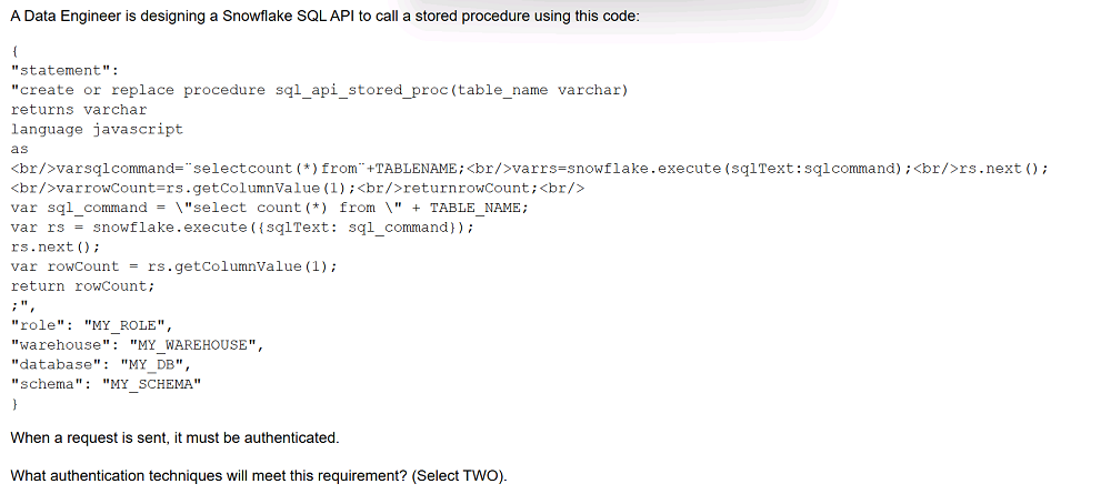 A Data Engineer is designing a Snowflake SQL | StudyX