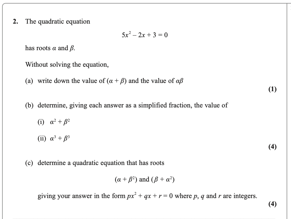2. The quadratic equation $$5x^2 - 2x + 3 = | StudyX