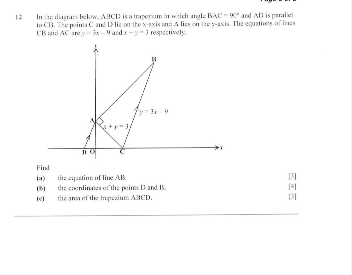 In the diagram below, ABCD is a trapezium in | StudyX