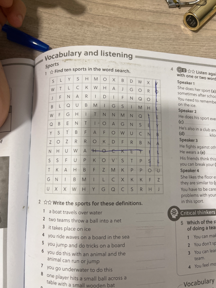 Find ten sports in the word search. | StudyX