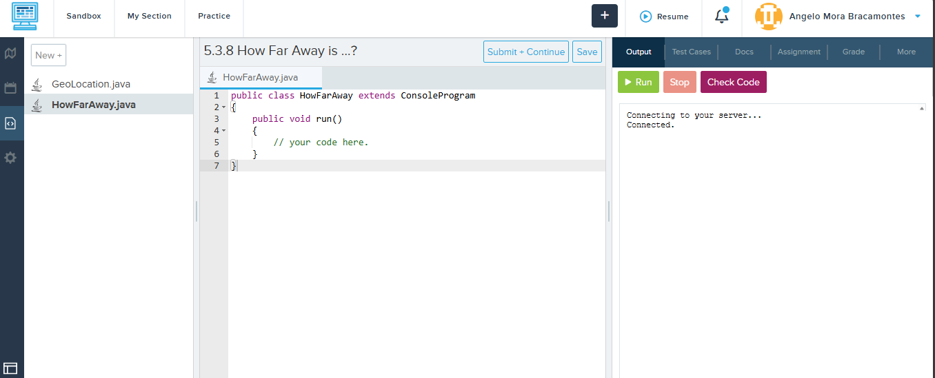 5.3.8 How Far Away is ...? HowFarAway.java | StudyX