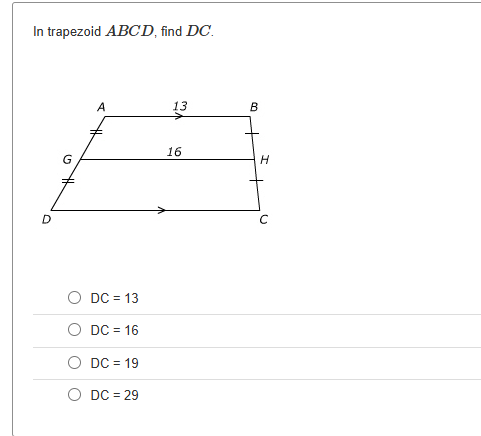 In trapezoid $ABCD$, find $DC$. (Diagram