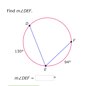 Find $m DEF$. [Diagram showing a circle | StudyX