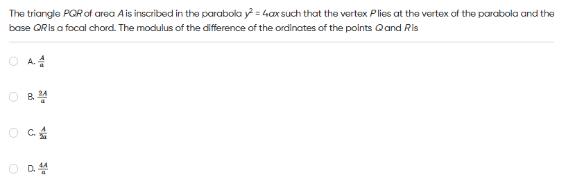 The triangle $PQR$ of area $A$ is inscribed | StudyX