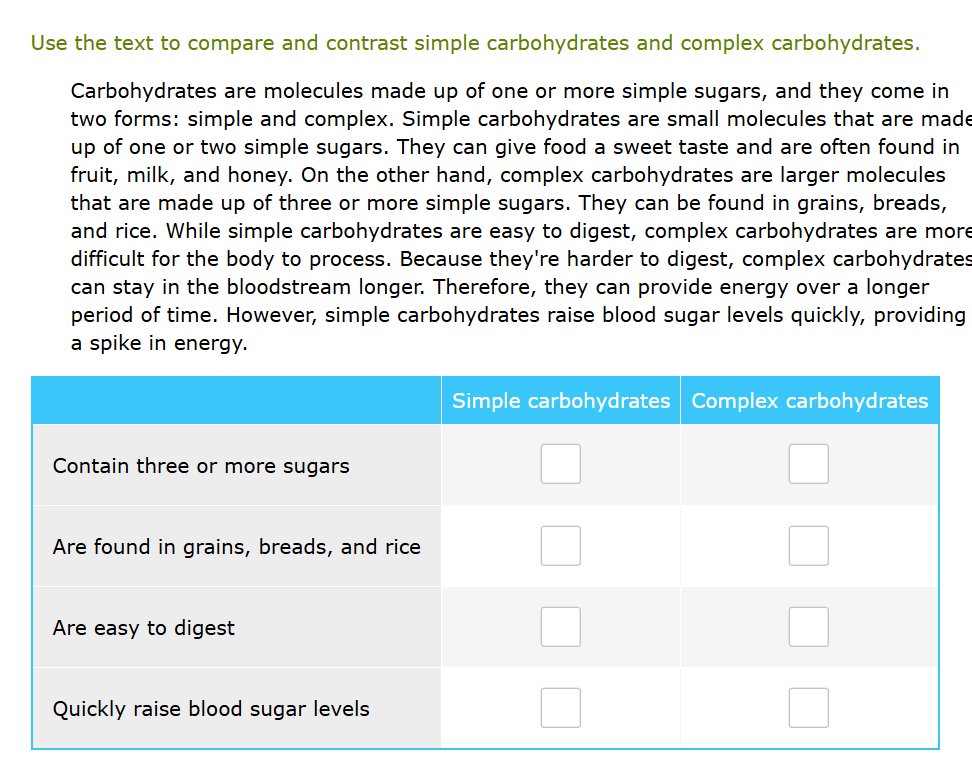 Use the text to compare and contrast simple | StudyX