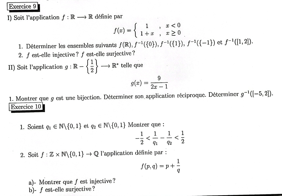 I) Soit l'application $f: {R} {R}$ | StudyX